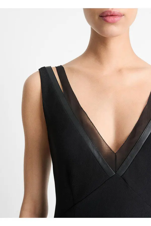 vince chiffon layered satin slip dress Vince Chiffon Layered Satin Slip Dress