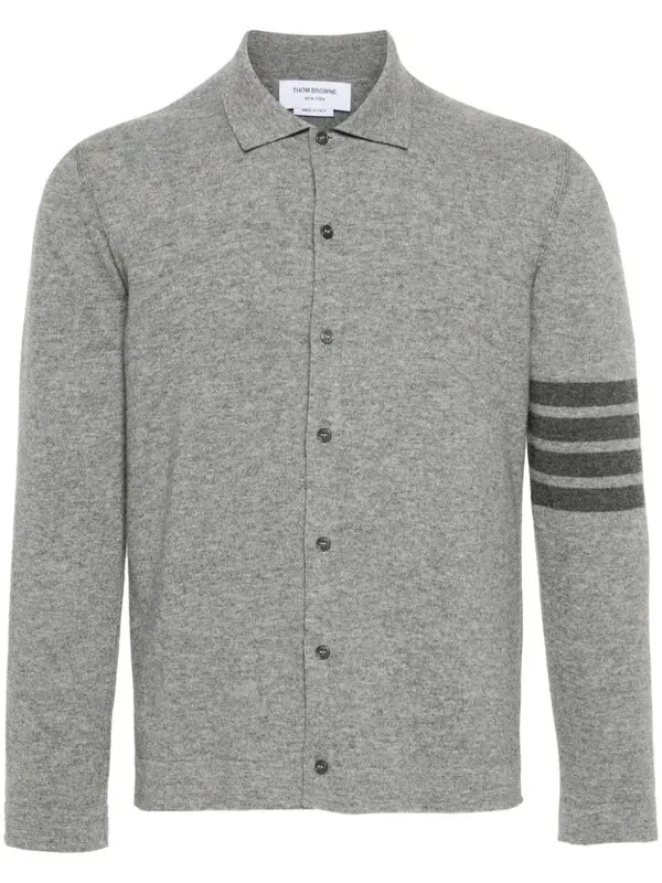 Thom Browne 4-bar Stripe Cashmere Cardigan - Grey