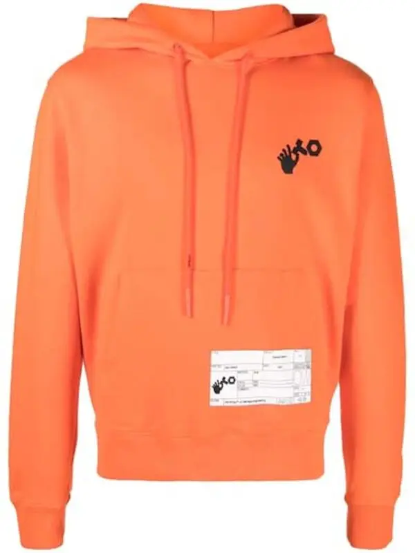 Off-White X T-shirtnage Engineering Logo Patch Hoodie - Orange