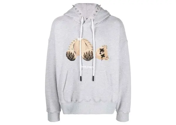 Palm Angels Punk Bear Hoodie - Grey