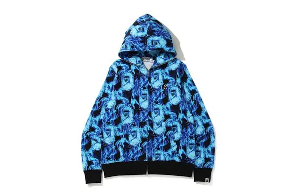 A BATHING APE Flame Wide Full Zip Hoodie