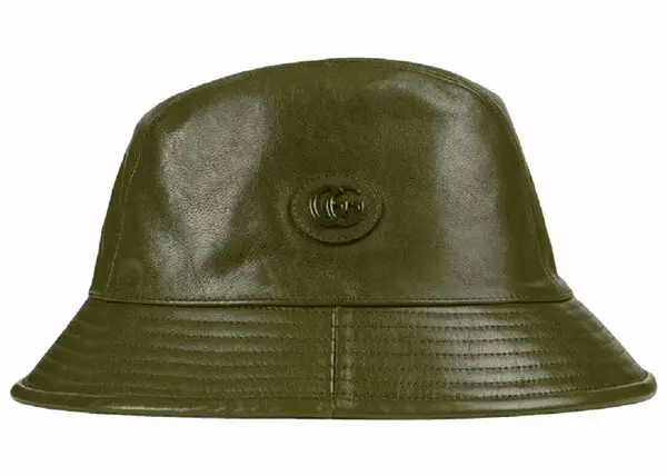 Gucci Double G Leather Bucket Hat - Dark Green