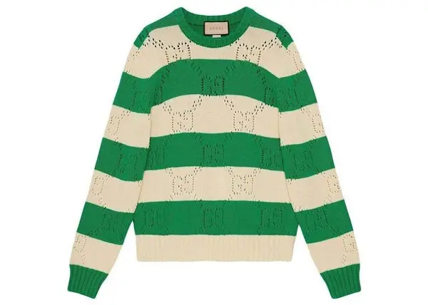 Gucci Gg Lace Striped Knit Sweater