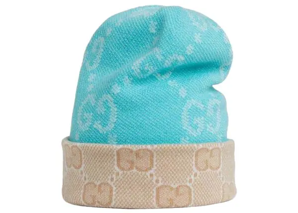 Gucci Reversible Gg Wool Beanie - Light Blue