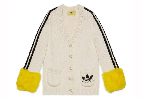 Gucci X Adidas Buttoned Cardigan - White/yellow Cuffs