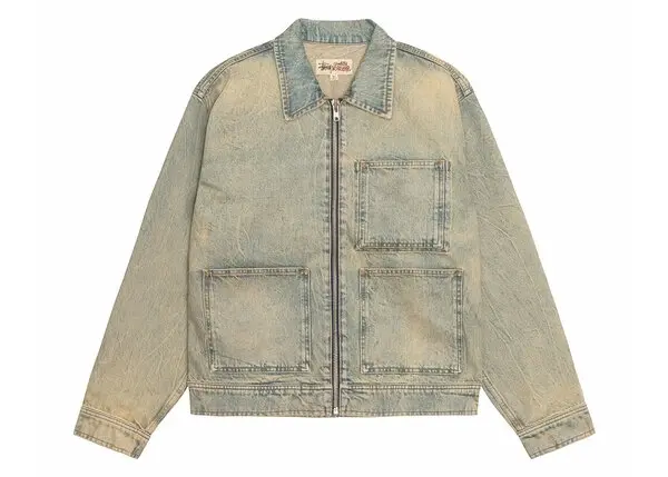 StÜssy Denim Zip Work Jacket - Beach Wash