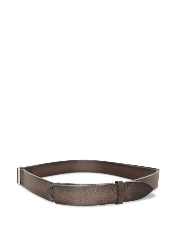 ORTIGNI Leather Belt With Minimalist Buckle - Brown