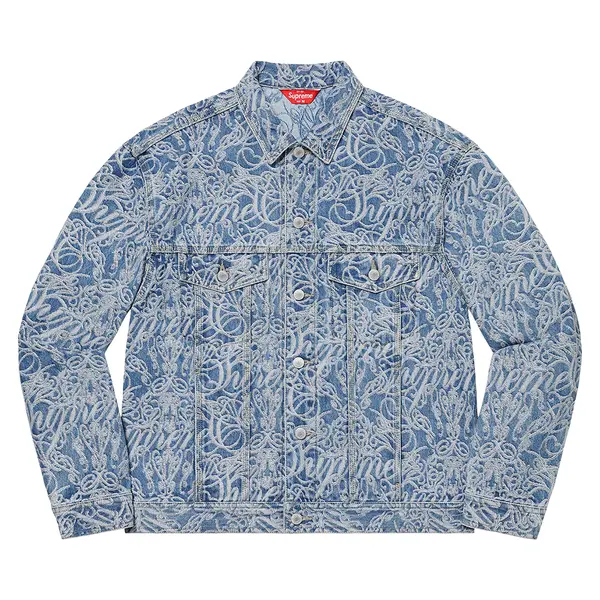 Supreme Script Jacquard Denim Trucker Jacket