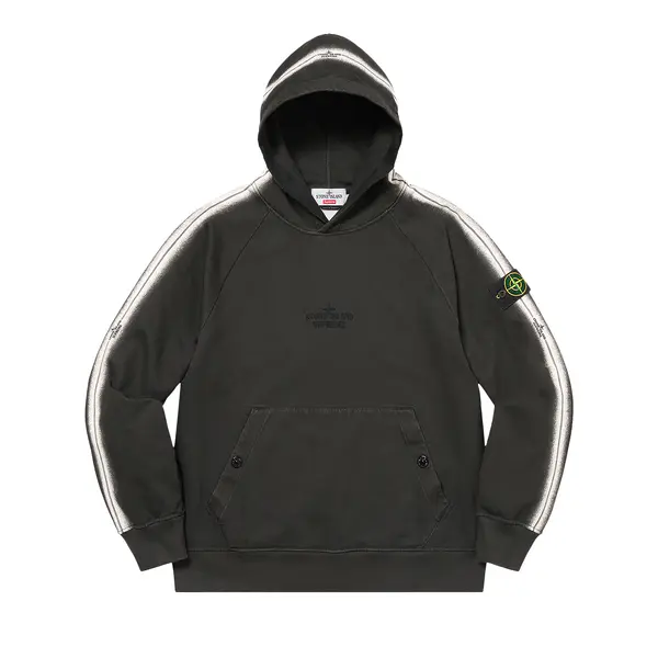 Supreme X Stone Island Stripe Hooded Sweatshirt - Black