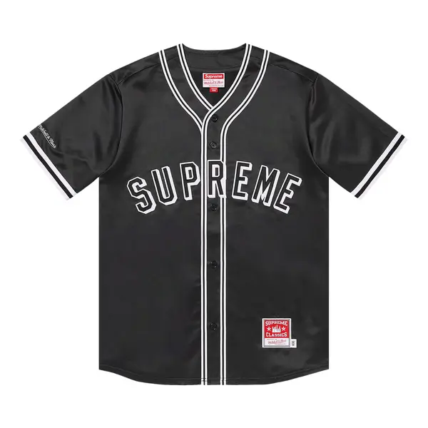 Supreme X Mitchell & Ness Stadium Satin Varsity Jacket - Black