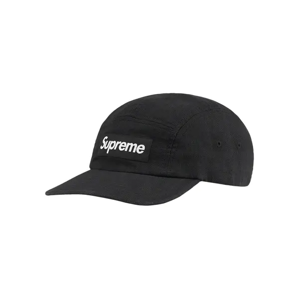 Supreme Linen Fitted Camp Cap - Black