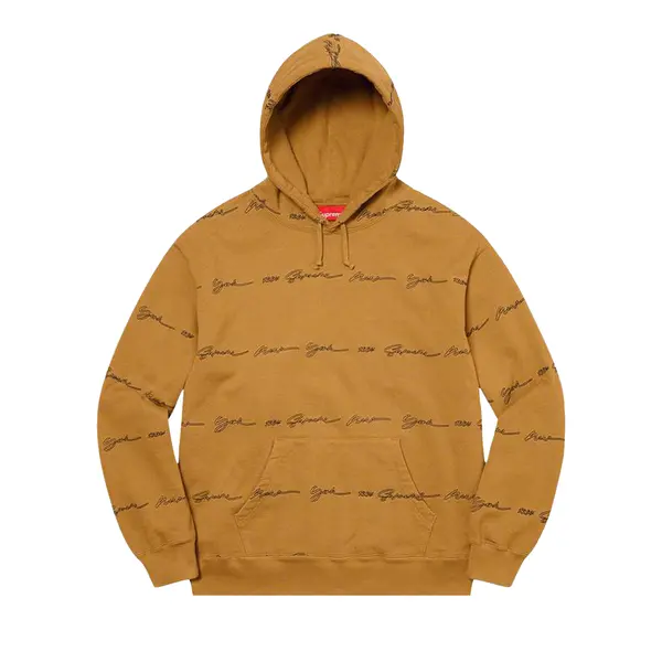 Supreme Script Stripe Hooded Sweatshirt - Tan