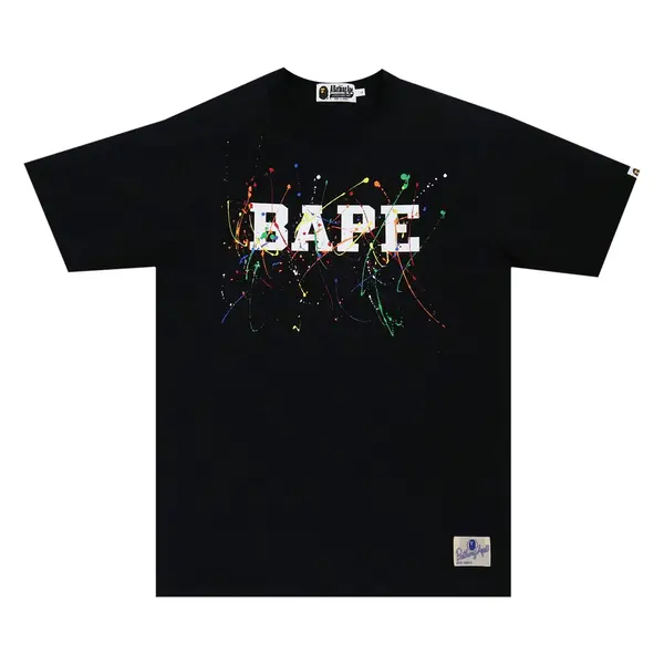 A BATHING APE Paint Splatter Tee - Black