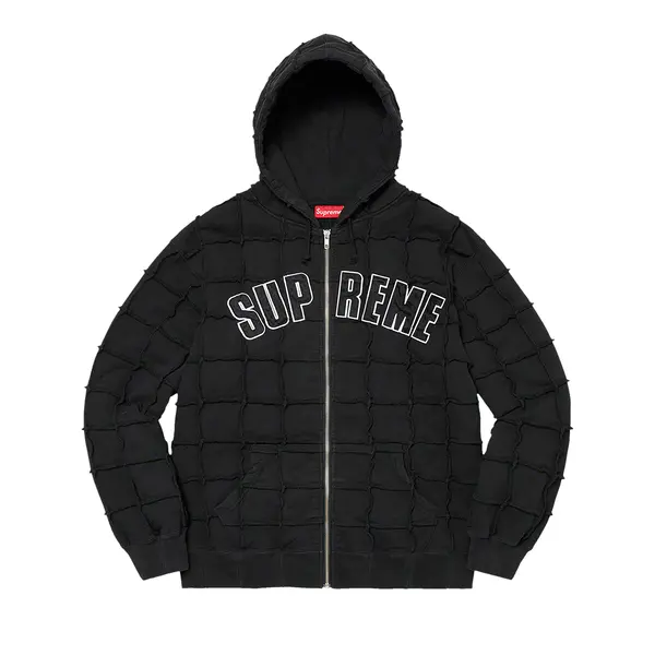 Supreme Reverse Patchwork Zip Up Hooded Sweatshirt