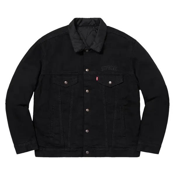 Supreme Levi’s Quilted Reversible Jacket Supreme X Levi'S Quilted Reversible Trucker Jacket - Black