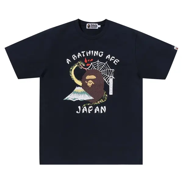 A BATHING APE Japanese Culture Tee 'navy - Blue