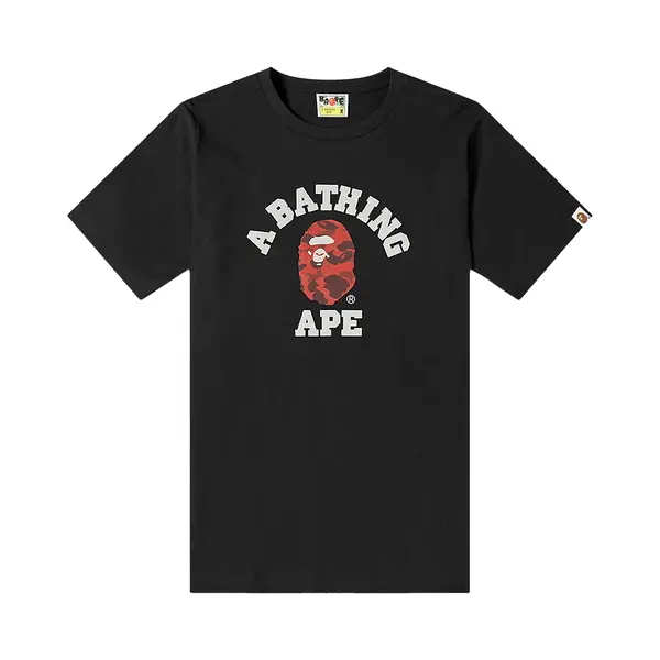 A BATHING APE Reflector Color Camo College Tee /red - Black