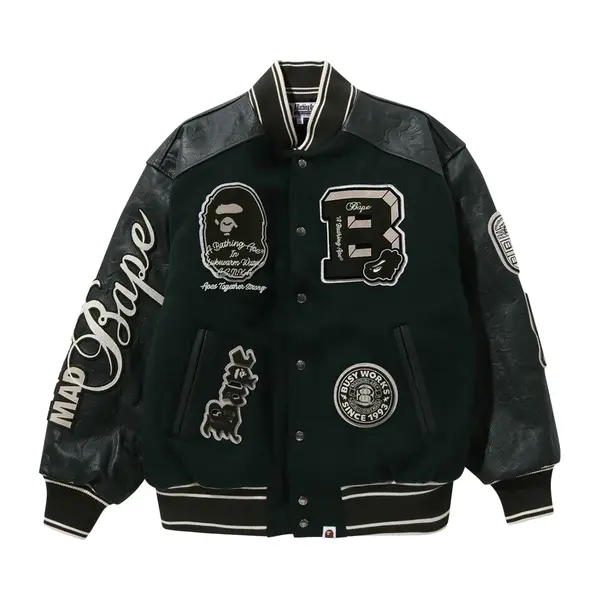 A BATHING APE Patch Varsity Jacket - Green