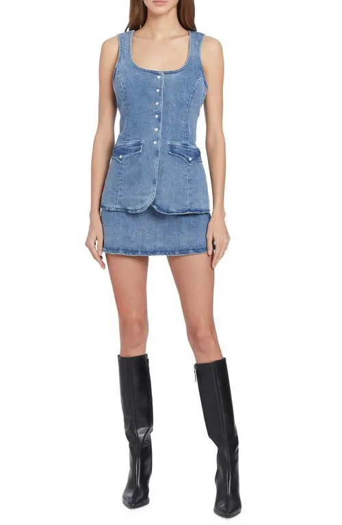 Amanda Uprichard Kya Denim Skort Romper - Classic Wash