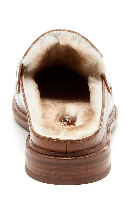 KELSI DAGGER BROOKLYN Lock Faux Shearling Lined Mule - Cognac