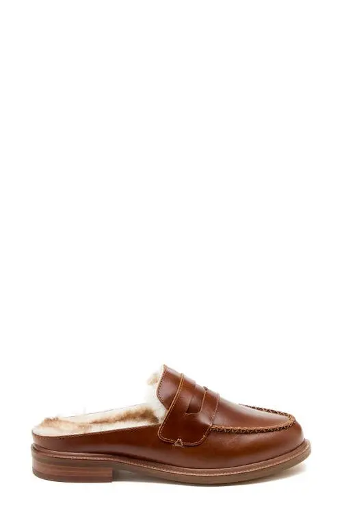 KELSI DAGGER BROOKLYN Lock Faux Shearling Lined Mule - Cognac