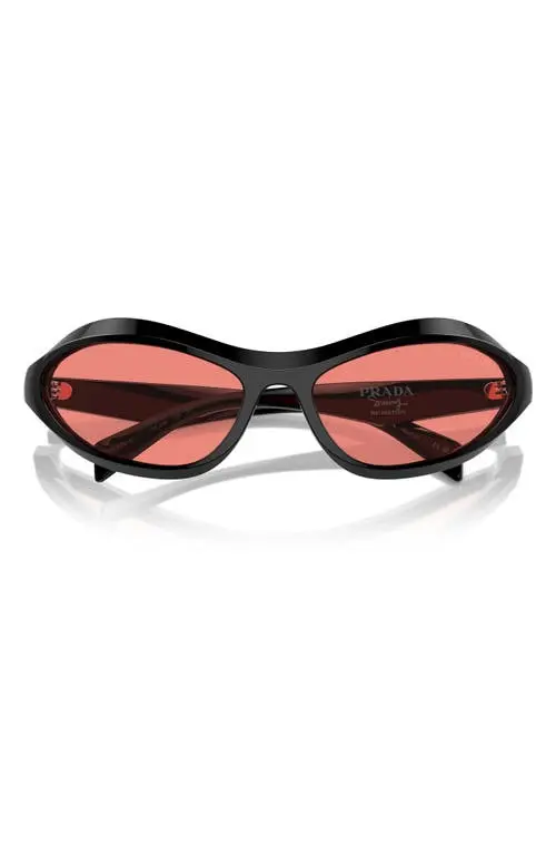 Prada 61mm Oval Sunglasses - Black