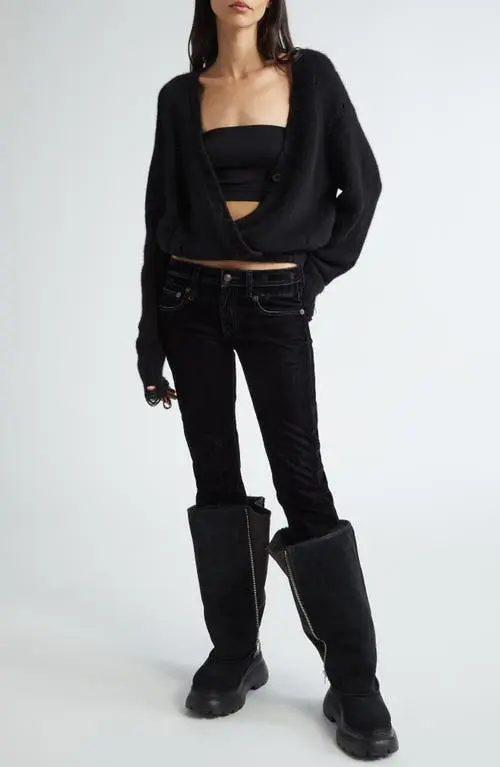 R13 Straight Leg Jeans - Flocked Black