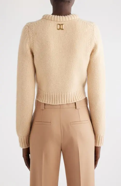 Chloé Padded Crewneck Cashmere & Cotton Crop Sweater - Ultimate Nude