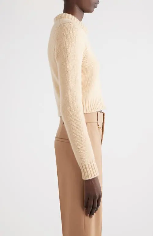 Chloé Padded Crewneck Cashmere & Cotton Crop Sweater - Ultimate Nude