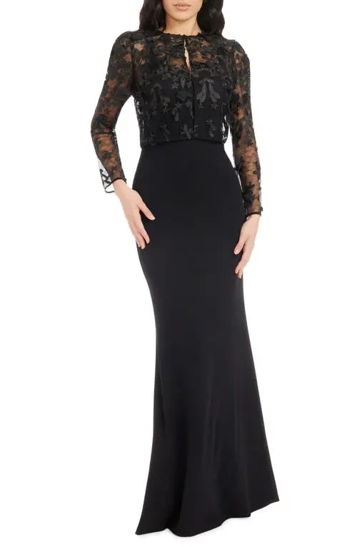 Dress The Population Andra Appliqué Sheer Jacket