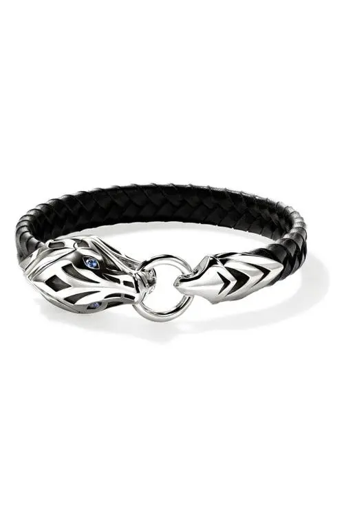 John Hardy Naga Leather Bracelet - Silver/black
