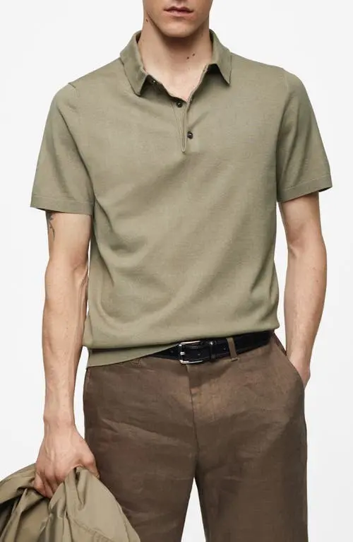 Mango Fine Gauge Polo - Olive Green