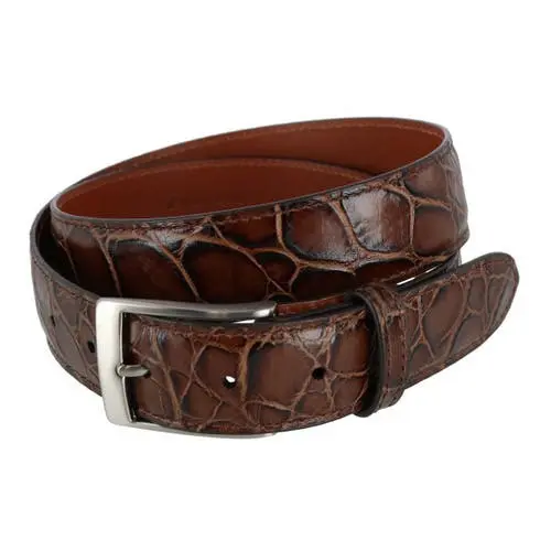 Trafalgar Toby Mock Turtle Embossed Italian Leather 35mm Belt - Brown