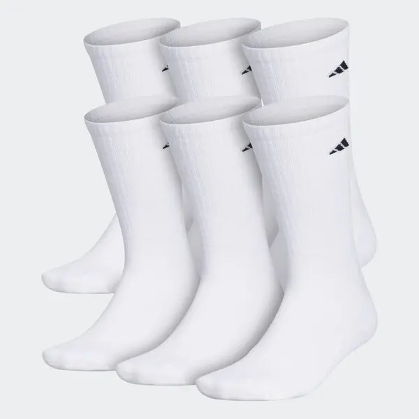 Adidas Athletic Cushioned Crew Socks 6 Pairs - White