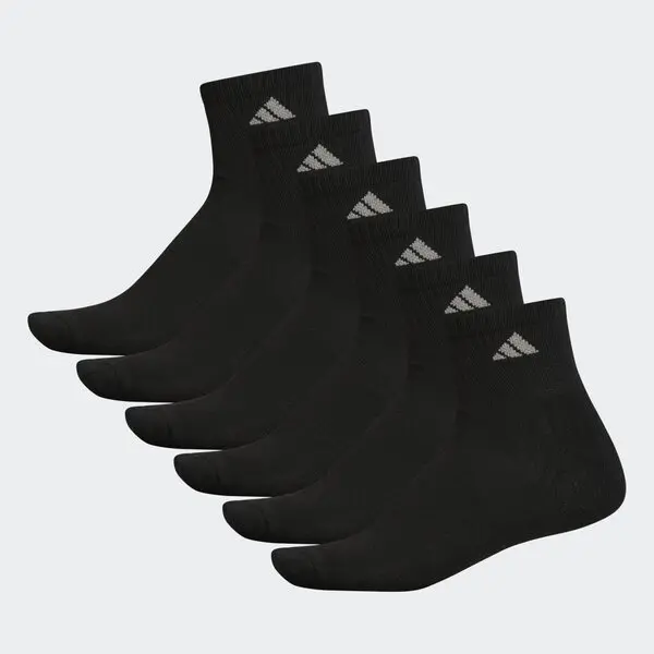 Adidas Athletic Cushioned Quarter Socks 6 Pairs - Black