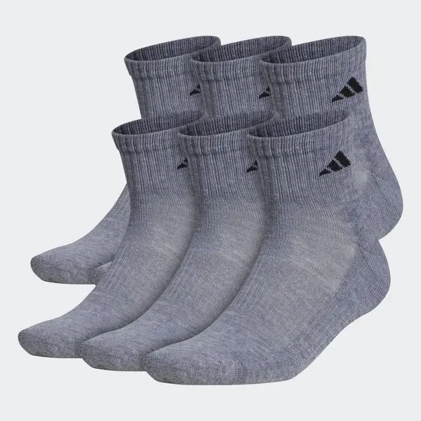 Adidas Athletic Cushioned Quarter Socks 6 Pairs - Medium Grey Heather