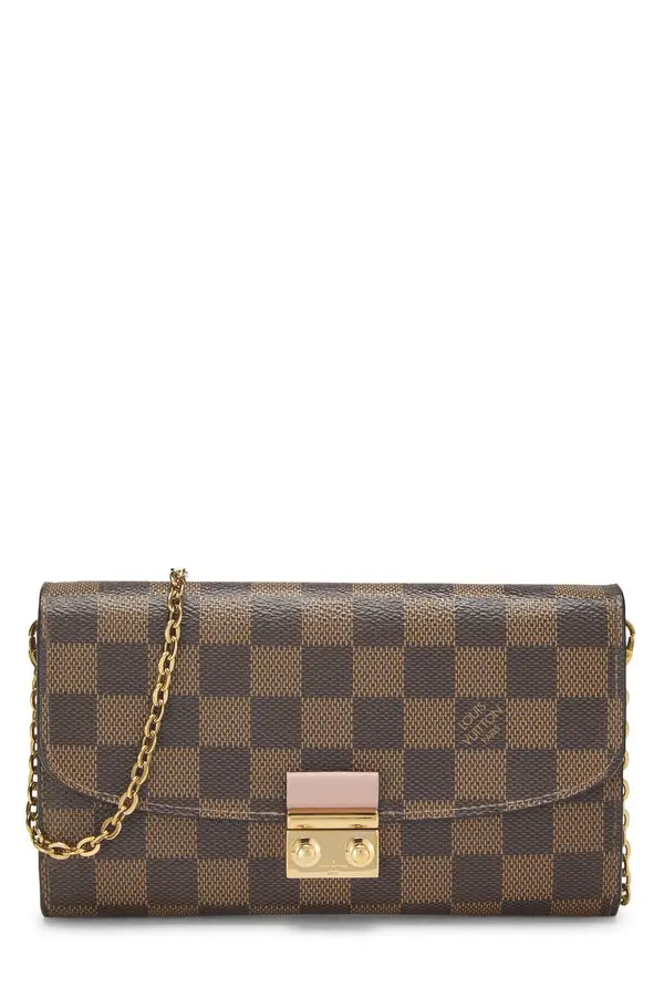 LOUIS VUITTON Damier Ebene Croisette Wallet On Chain - Brown