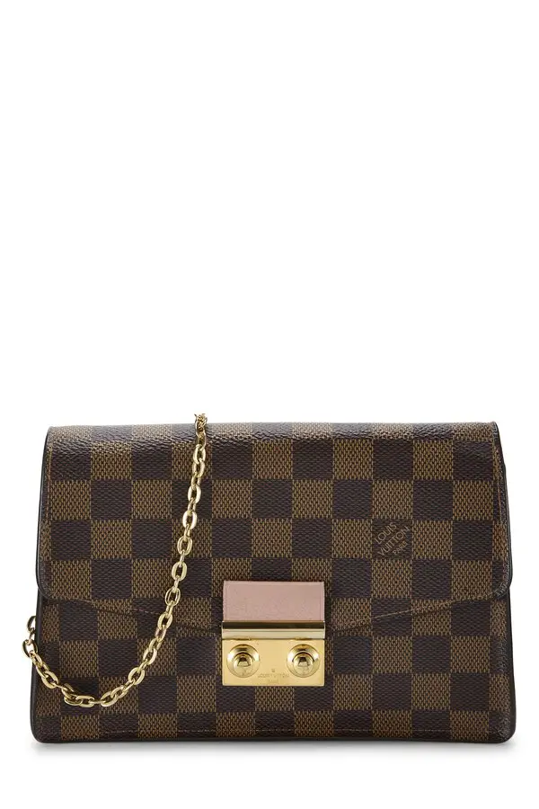 LOUIS VUITTON Damier Ebene Croisette Wallet On Chain - Brown
