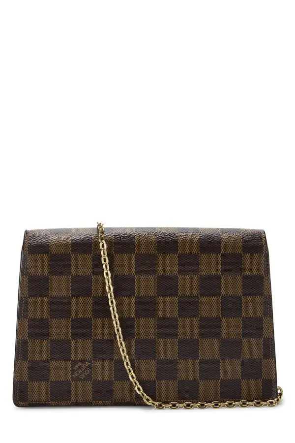 LOUIS VUITTON Damier Ebene Croisette Wallet On Chain - Pink