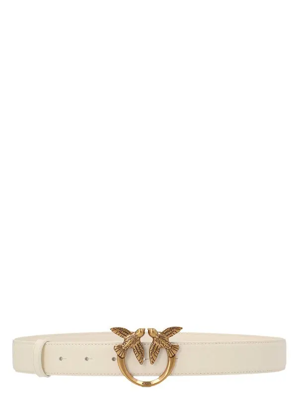 Pinko Love Berry Leather Belt - White