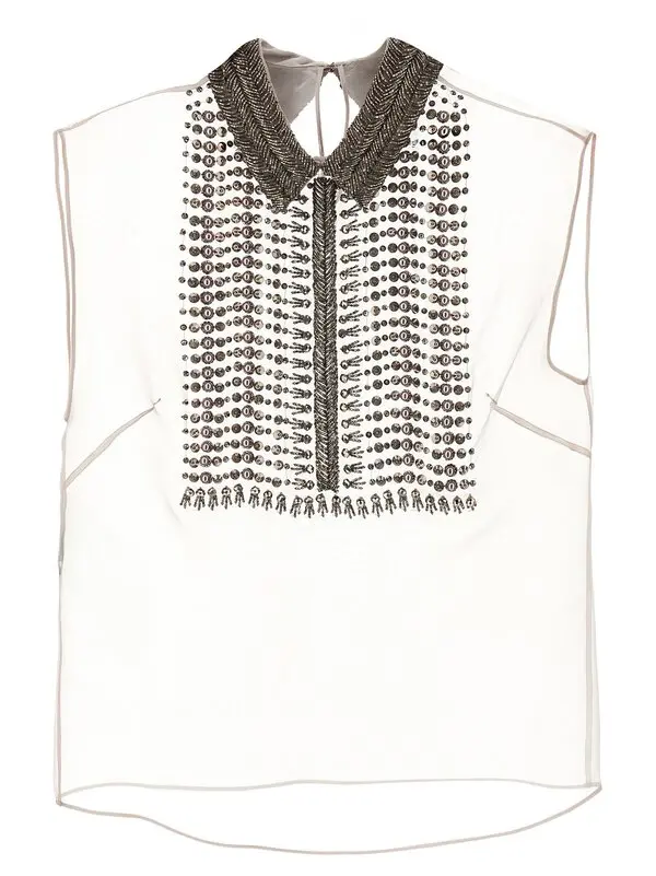 Alberta Ferretti Beaded Chiffon Top - Gray