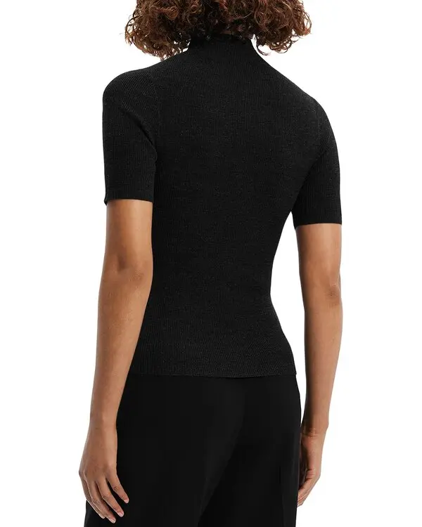 Theory Leenda Short Sleeve Mock Neck Sweater - Black