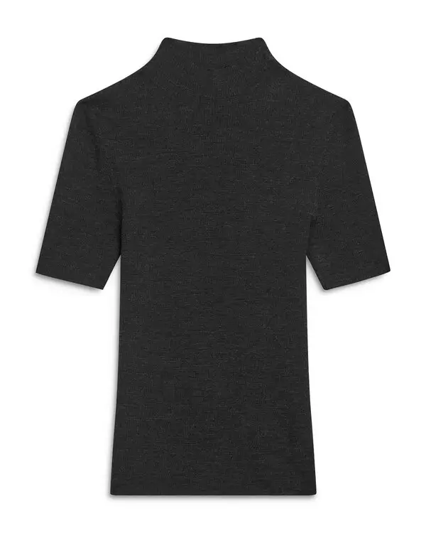 Theory Leenda Short Sleeve Mock Neck Sweater - Black