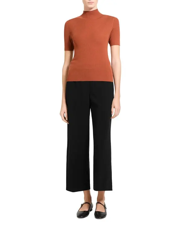 Theory Leenda Short Sleeve Mock Neck Sweater - Umber