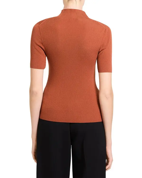 Theory Leenda Short Sleeve Mock Neck Sweater - Umber