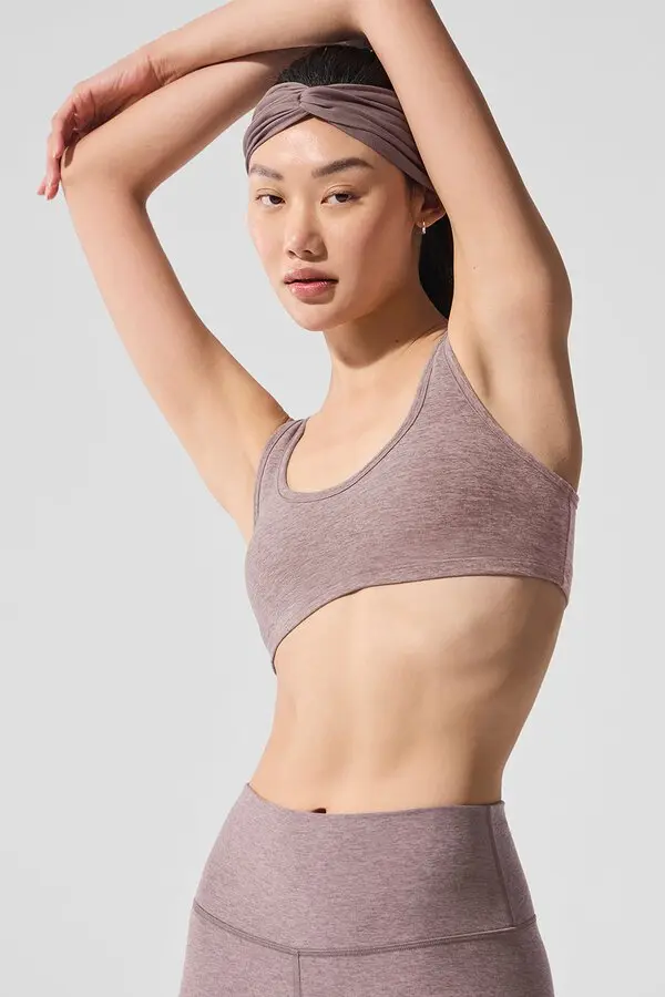 Alo Yoga Soft Center Stage Bra - Dark Pink Quartz Heather