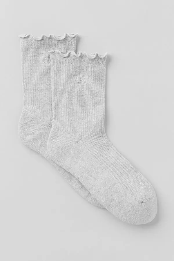 Alo Yoga Lettuce Edge Socks - Athletic Heather Grey