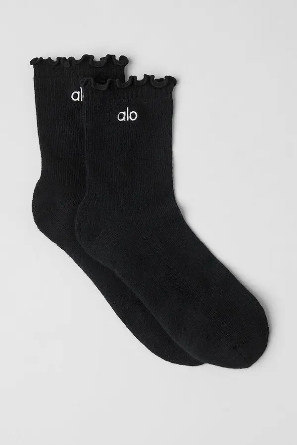 Alo Yoga Lettuce Edge Socks - Black