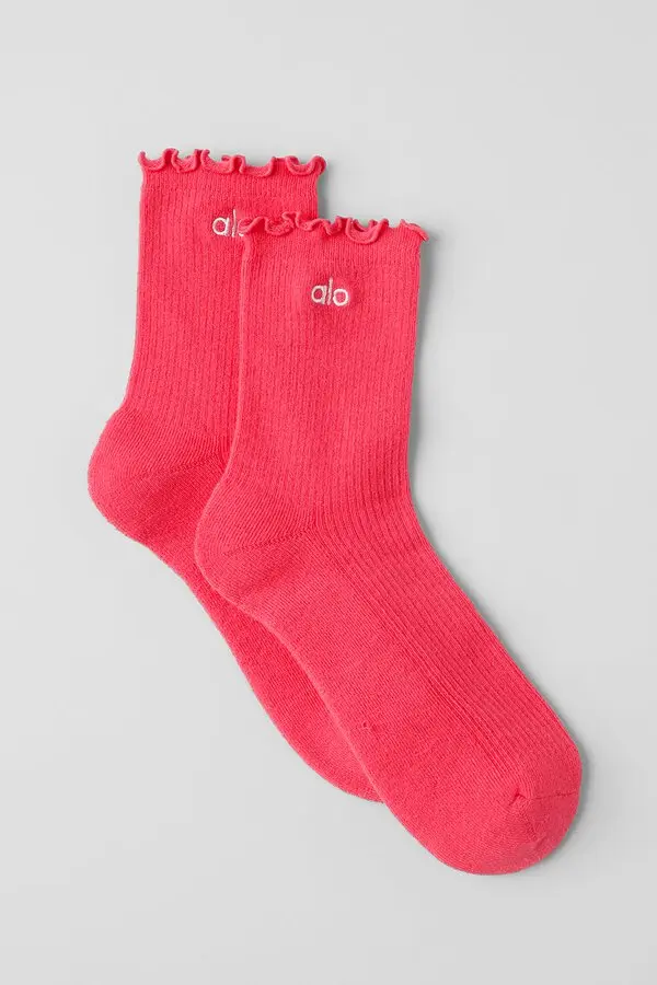 Alo Yoga Lettuce Edge Socks - Candy Red