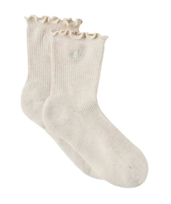 Alo Yoga Lettuce Edge Trim Socks - Oatmeal Heather